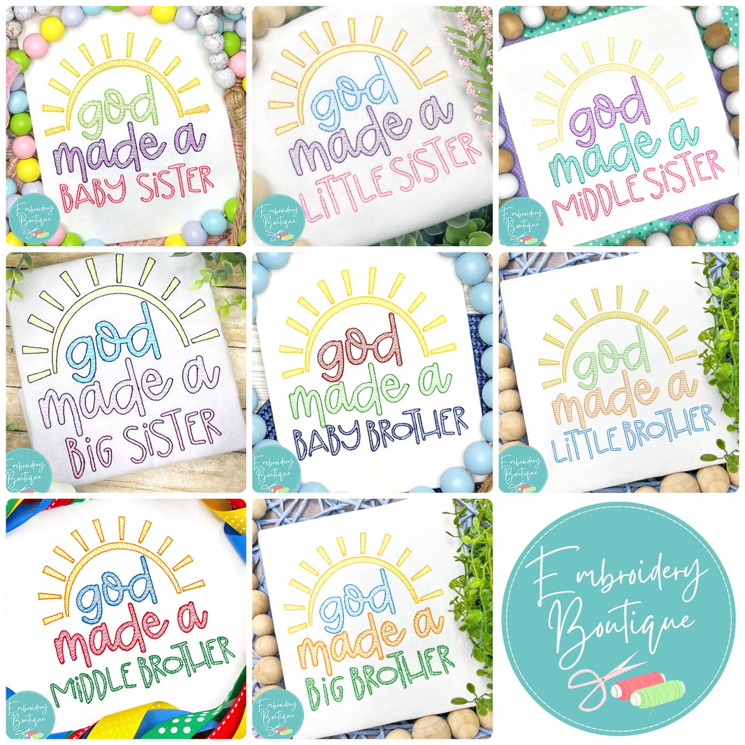 God Made Sun Sketch Embroidery Bundle