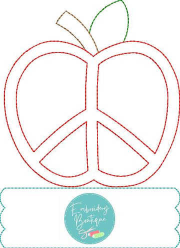Peace Apple Banner Bean Stitch Applique