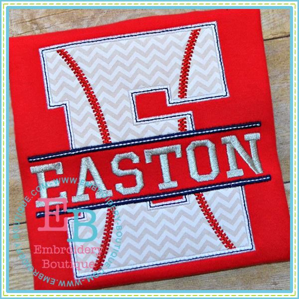 Split Baseball Applique Alphabet | Embroidery Boutique