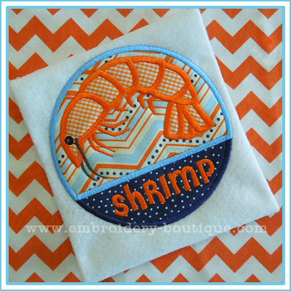 Shrimp Patch Applique | Embroidery Boutique