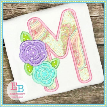 Sweet Roses Satin Applique Alphabet