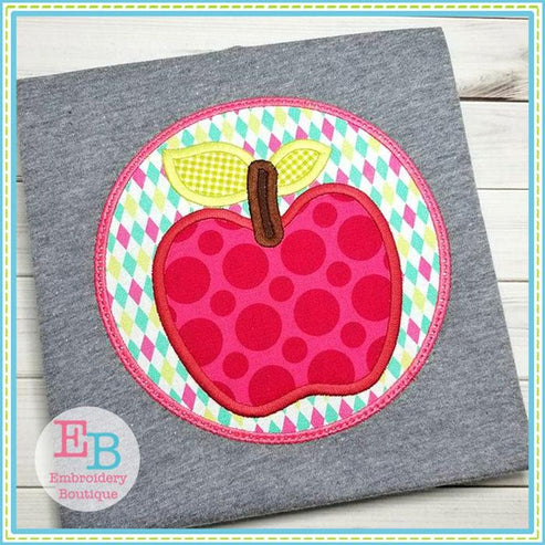 Apple Circle Patch Applique | Embroidery Boutique