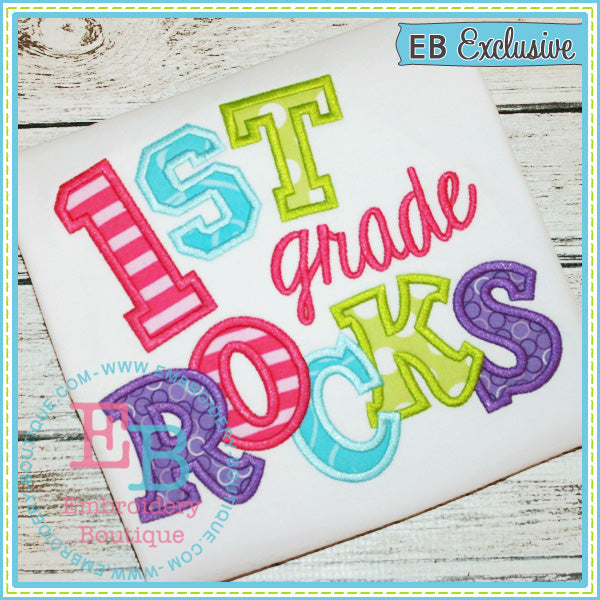 First Grade Rocks 2 Applique | Embroidery Boutique
