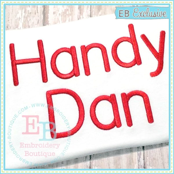 Handy Dan Embroidery Font | Embroidery Boutique